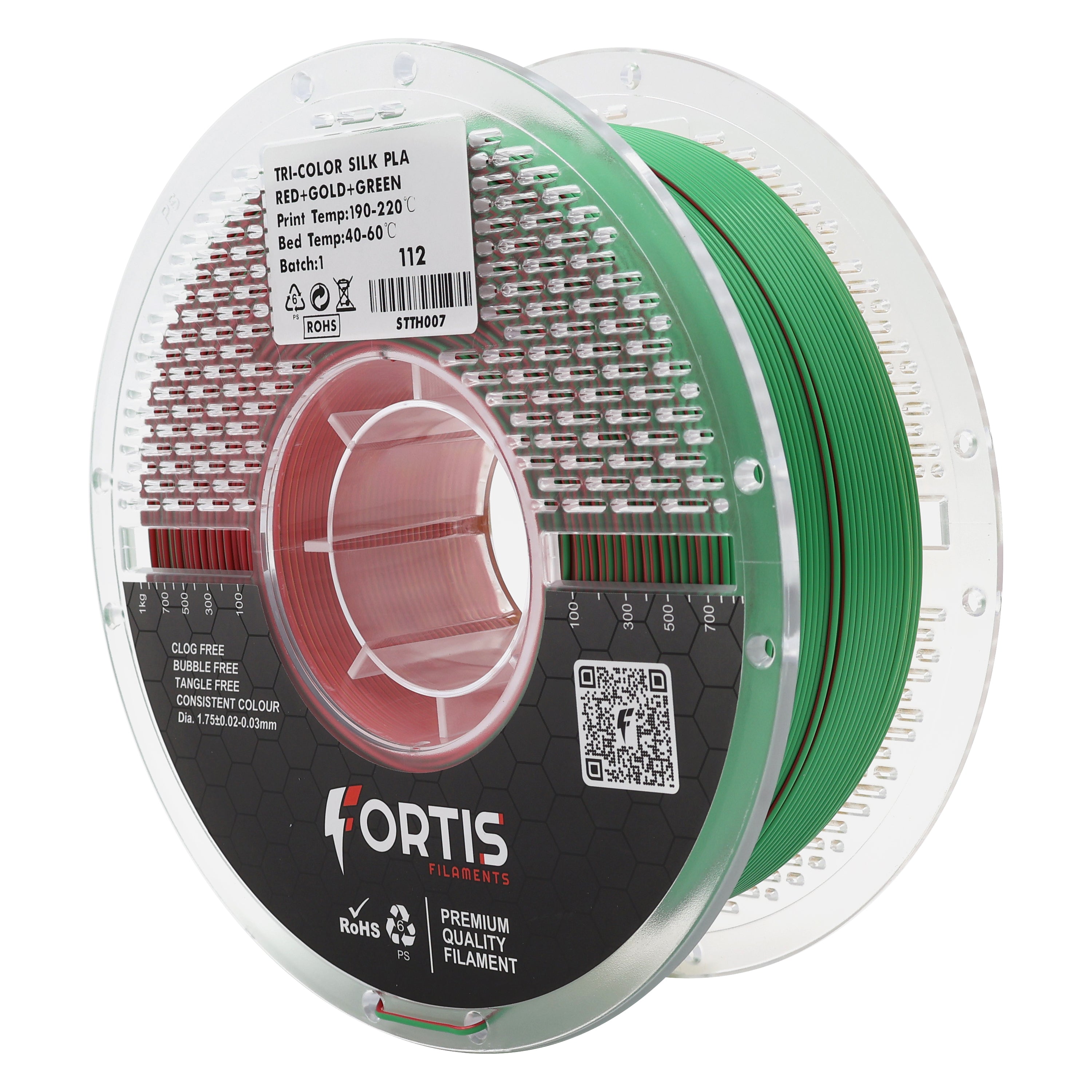 PLA Tri Red+Gold+Green – Fortis Filaments
