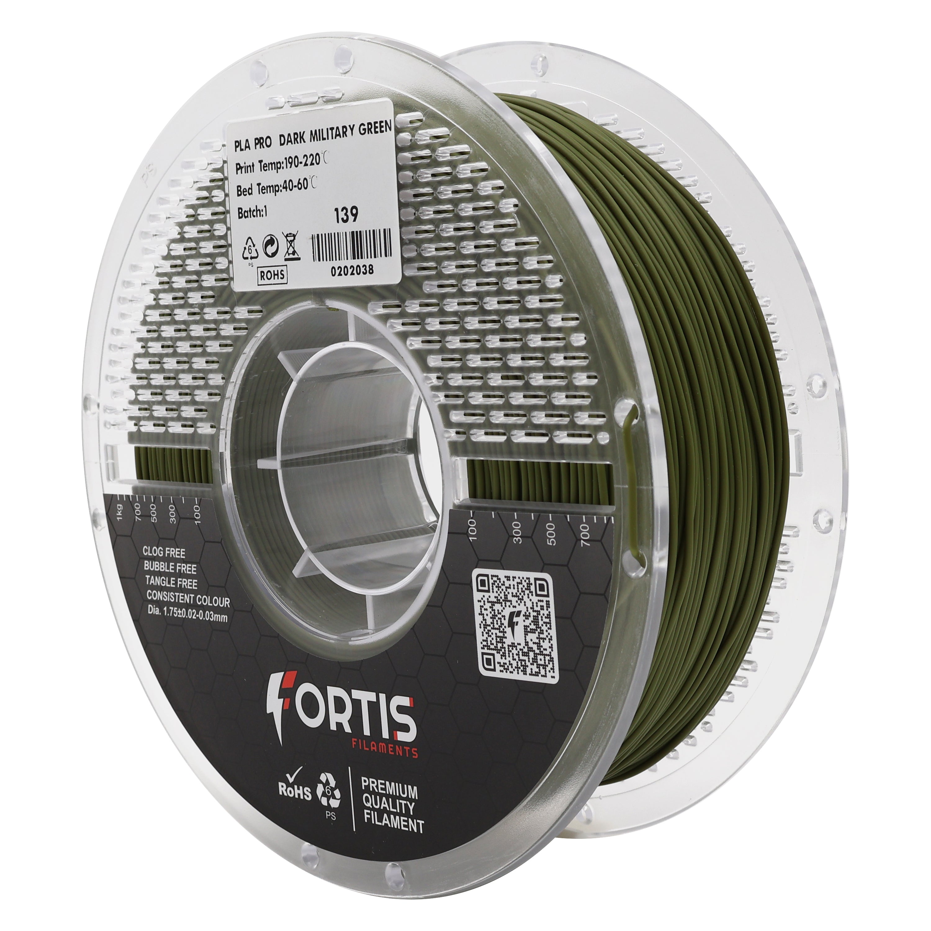 PLA Pro Dark Military Green – Fortis Filaments