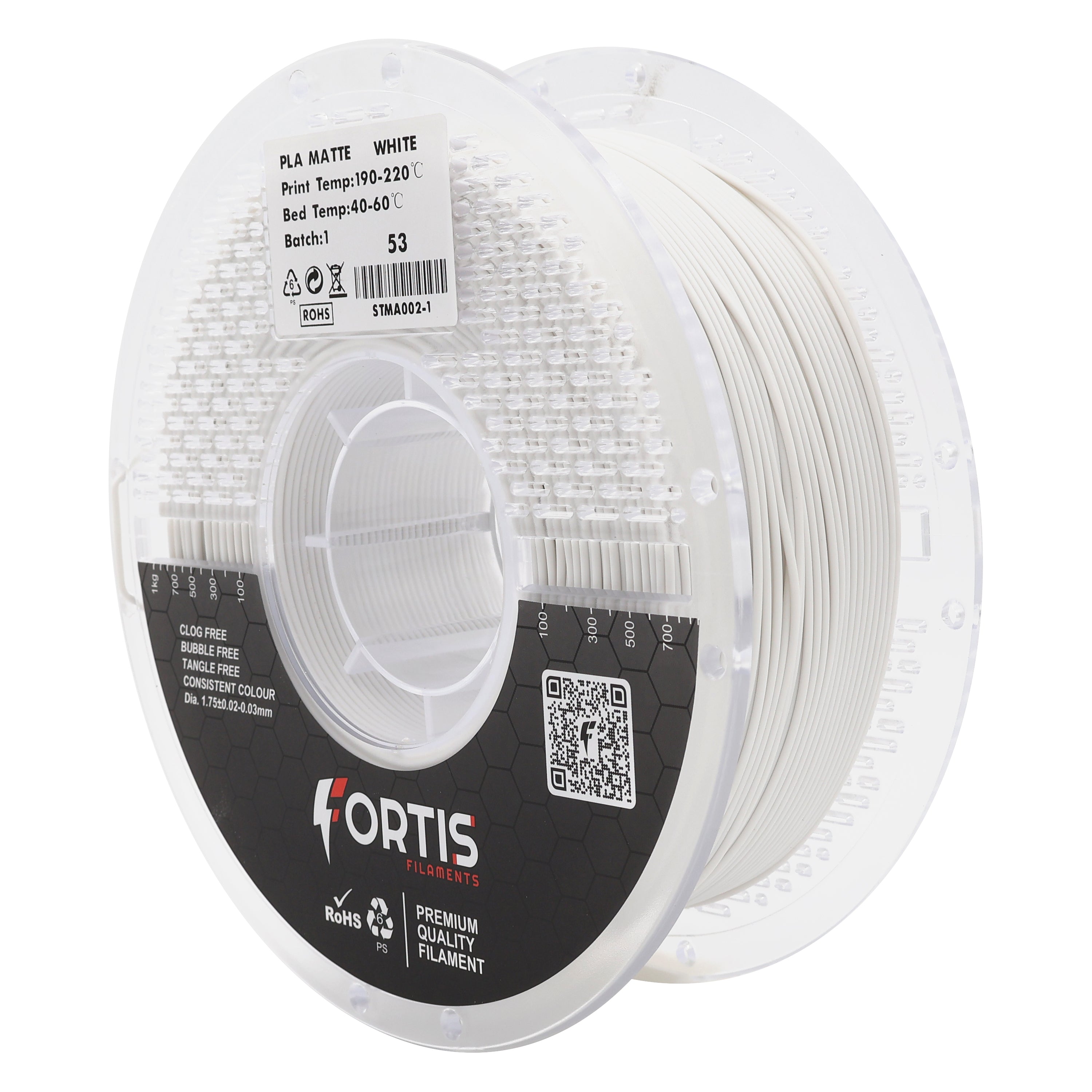 PLA Matte White – Fortis Filaments